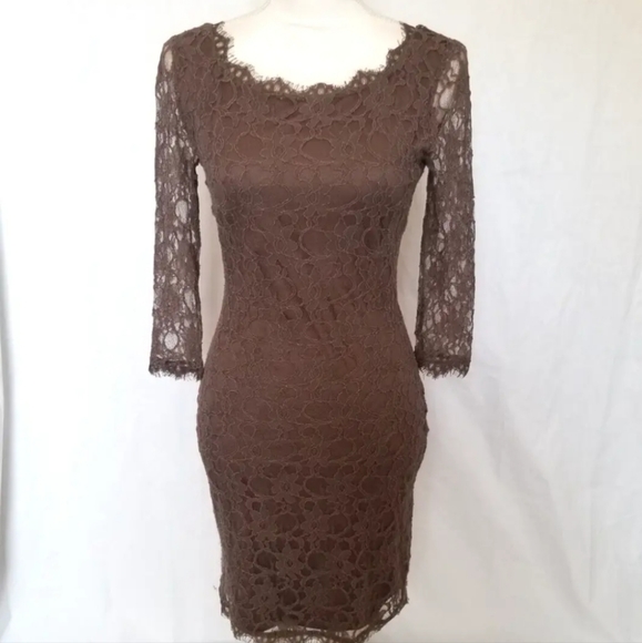 Boston Proper | Dresses | Boston Proper Brown Lace Cocktail Mini Dress ...